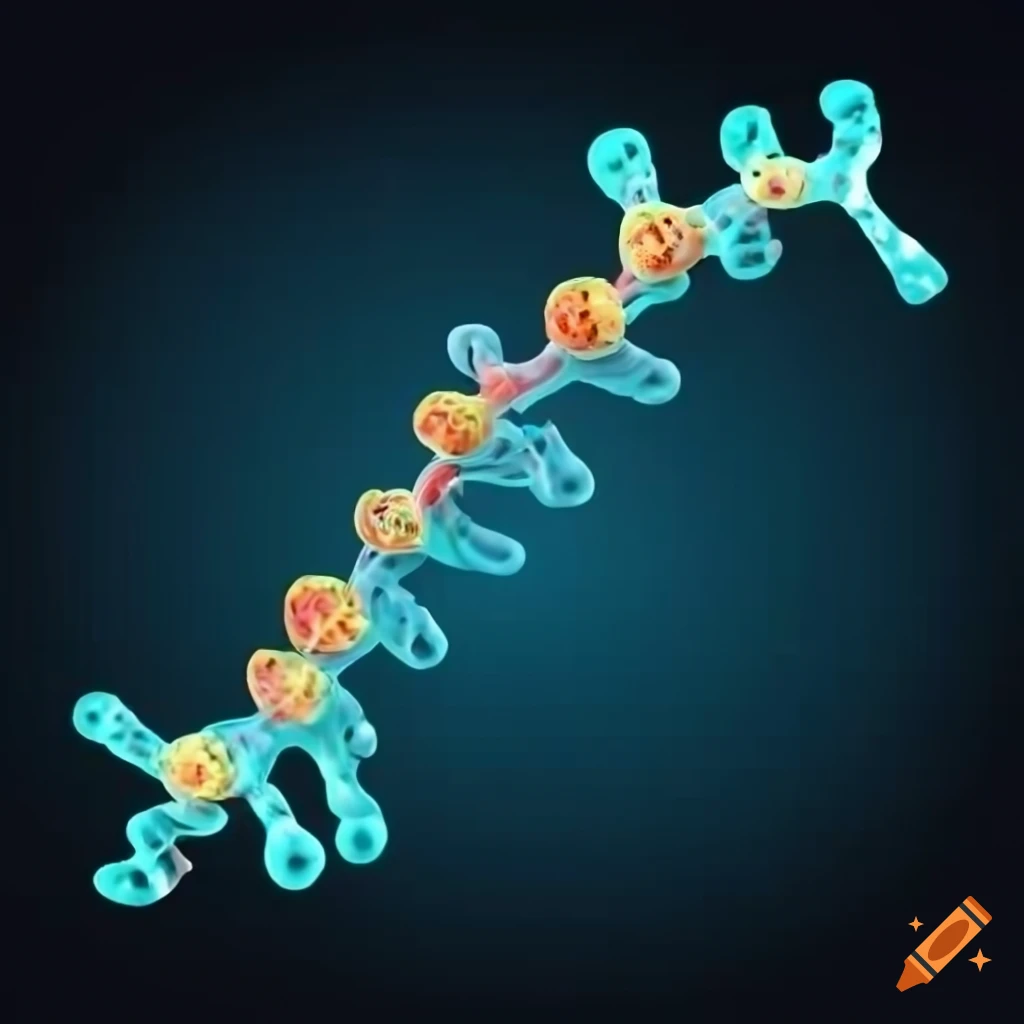 Cartoon representation of a single strand rna structure on Craiyon