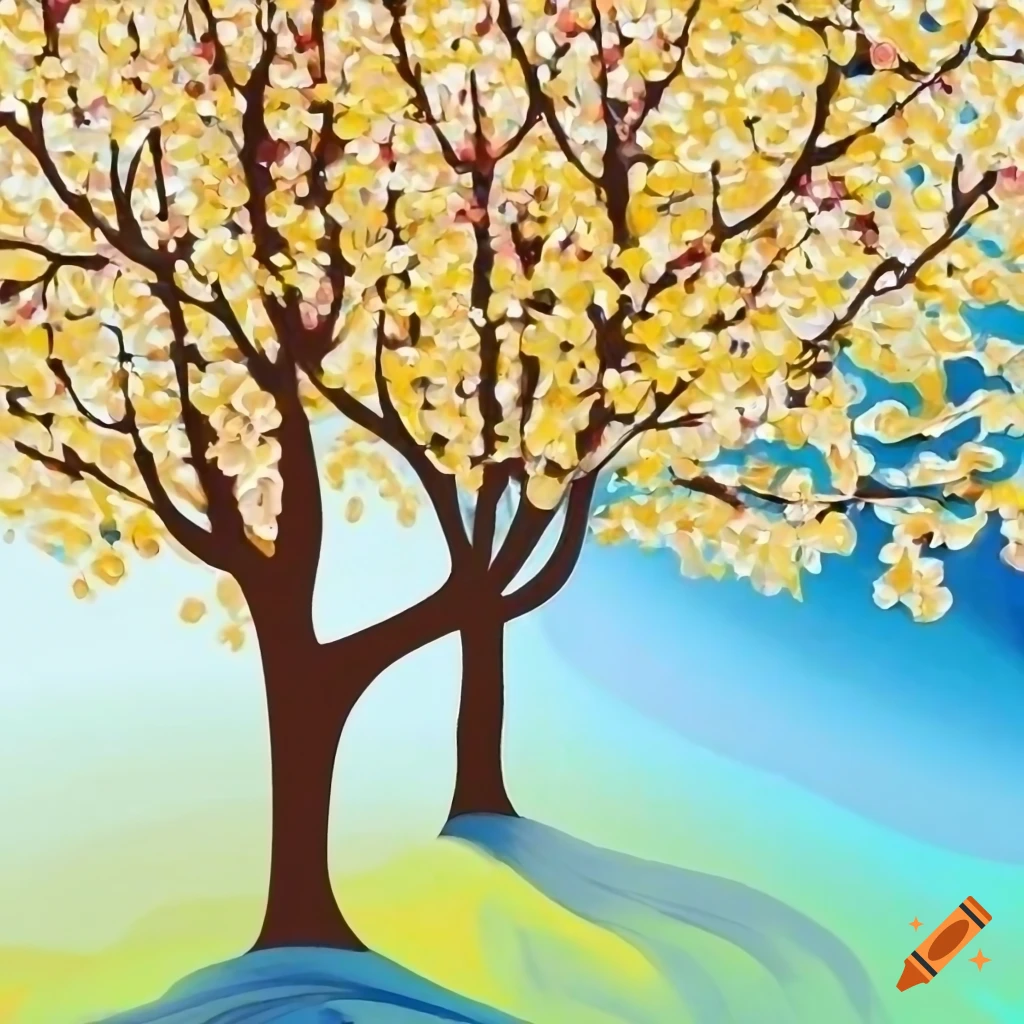 Outline of a blossoming linden tree canopy on Craiyon