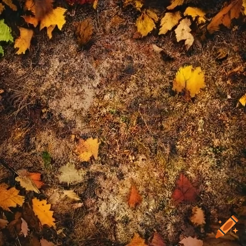 Aerial view of apocalyptic autumn field with scattered leaves on Craiyon