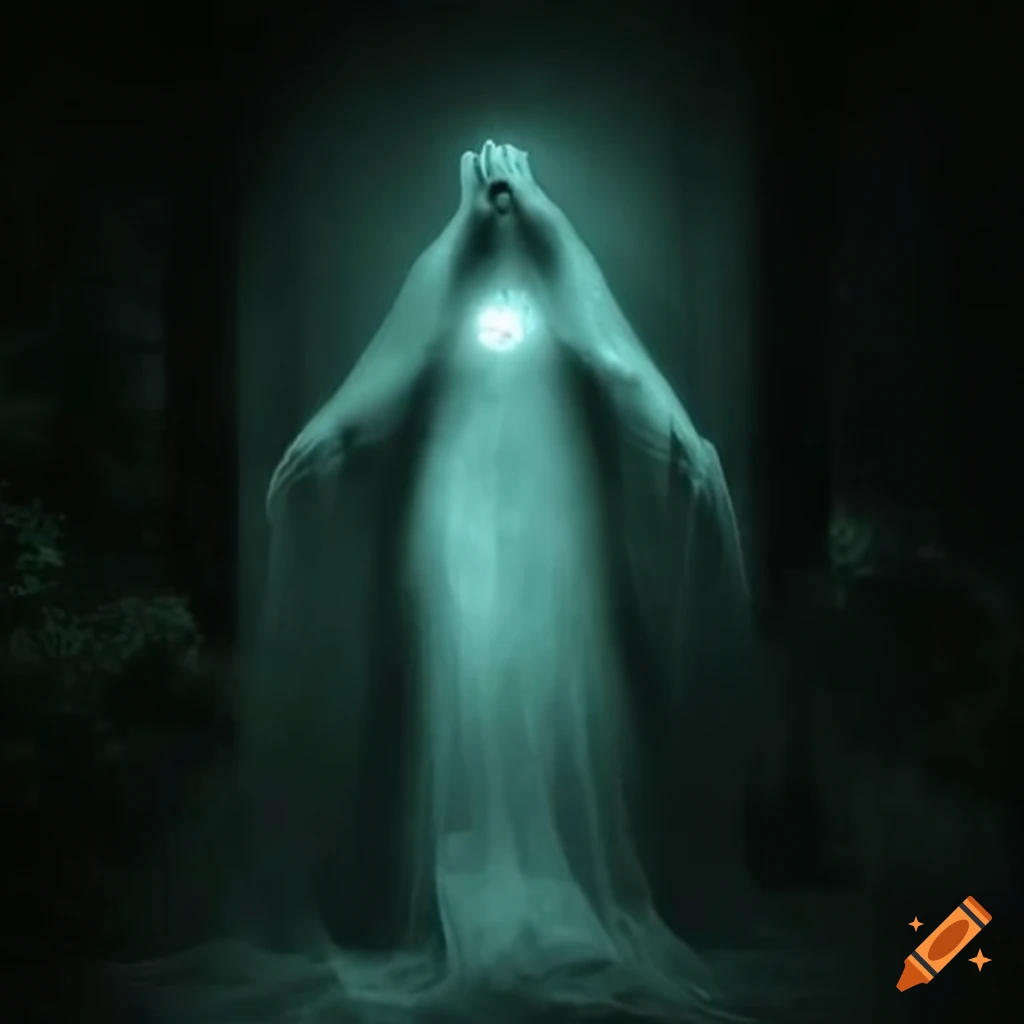 Ethereal and luminous depiction of virgin mary in a lovecraftian style on Craiyon