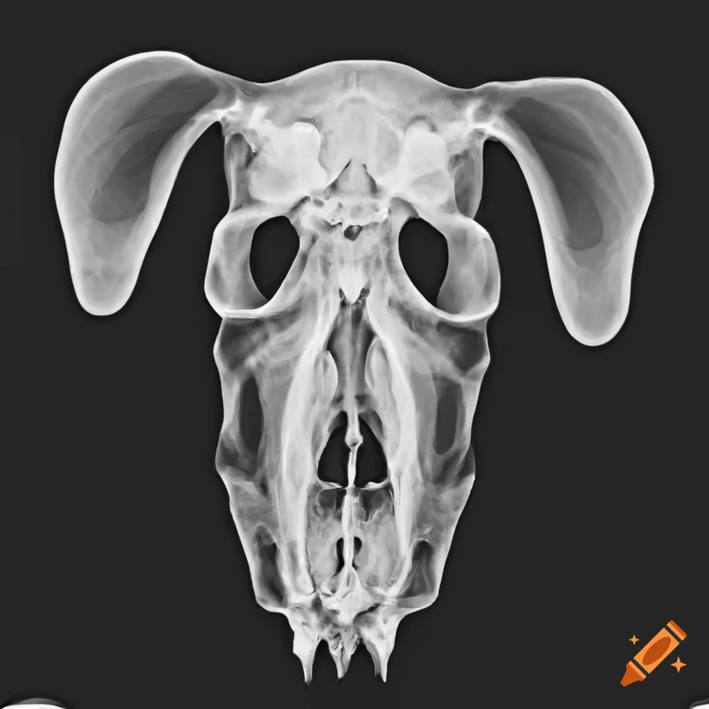 X-ray of a dog skull on Craiyon