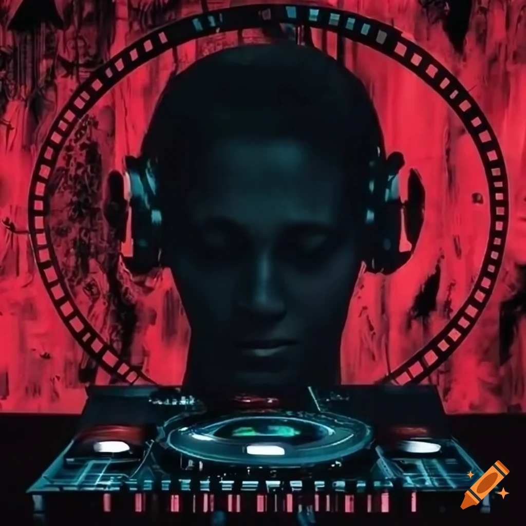 Movie poster for a techno dj film on Craiyon