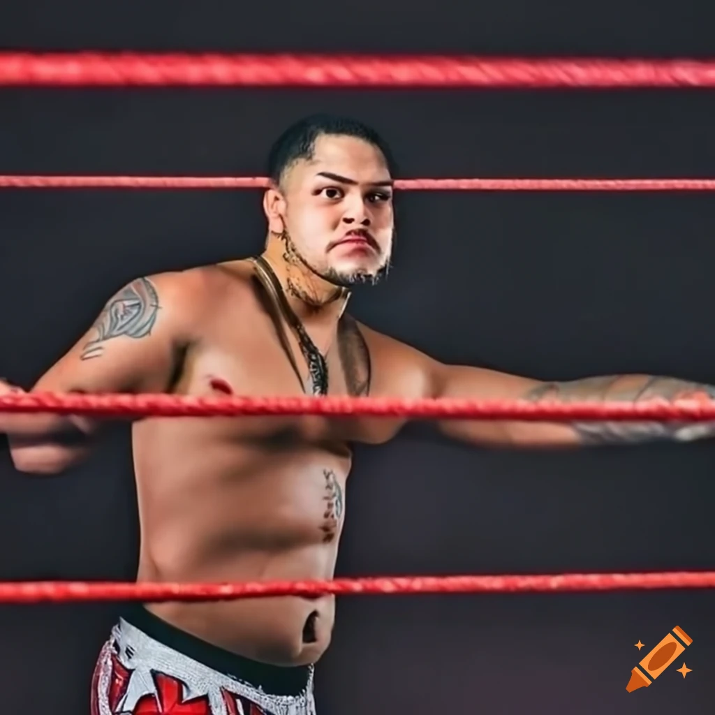 Pro wrestler d-von ramirez posing in the wrestling ring on Craiyon