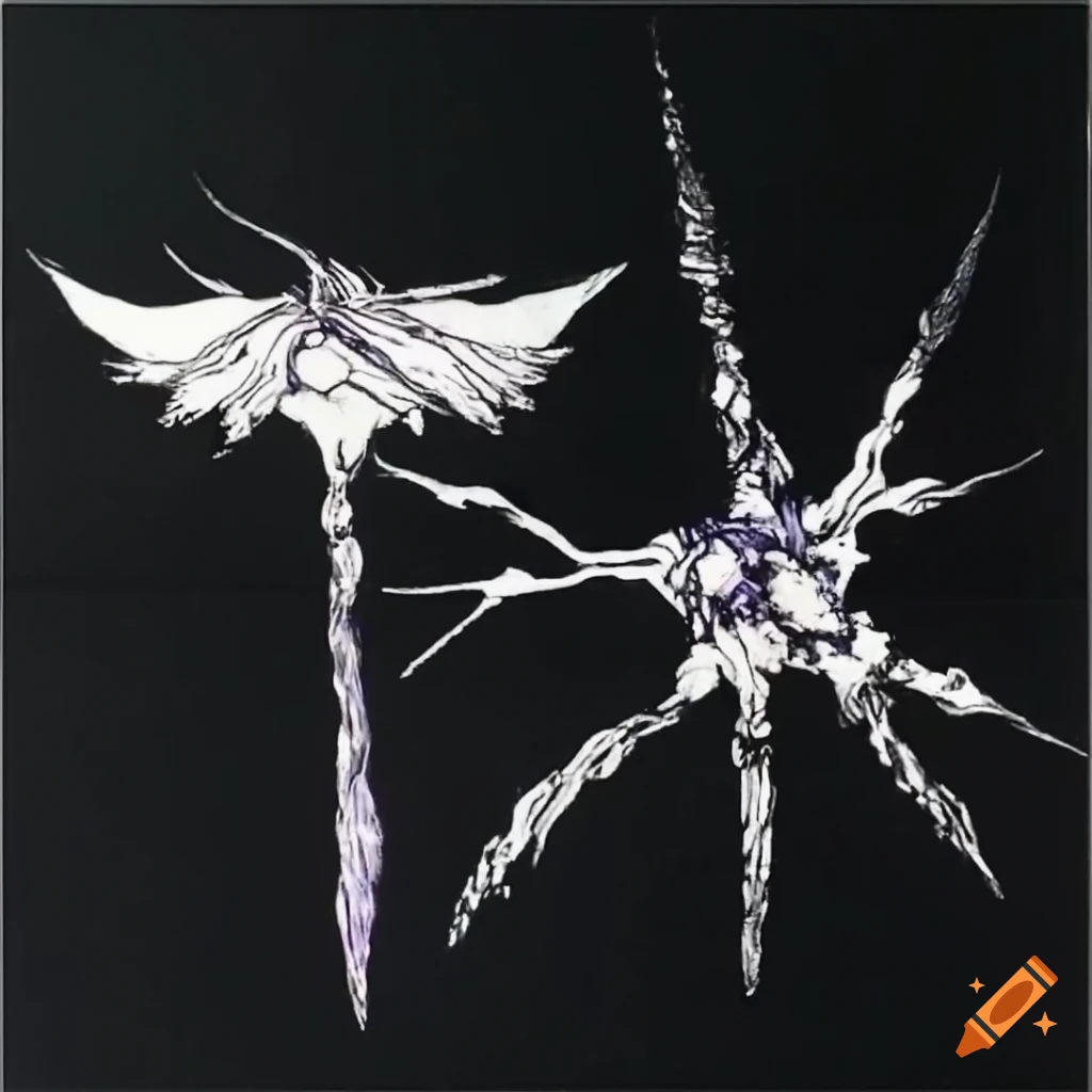 Abstract spikey form with a black sigil font in a high fantasy style on ...