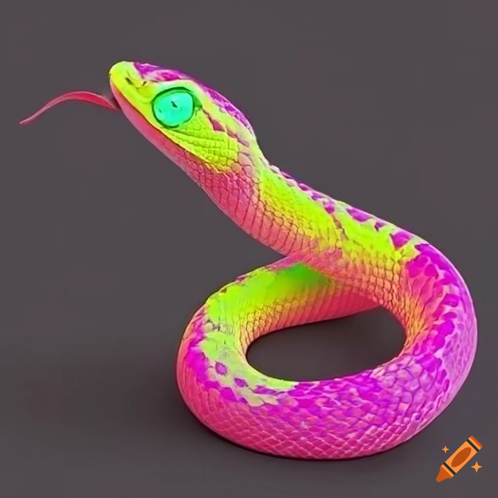 Vibrant pink and yellow neon snake on Craiyon