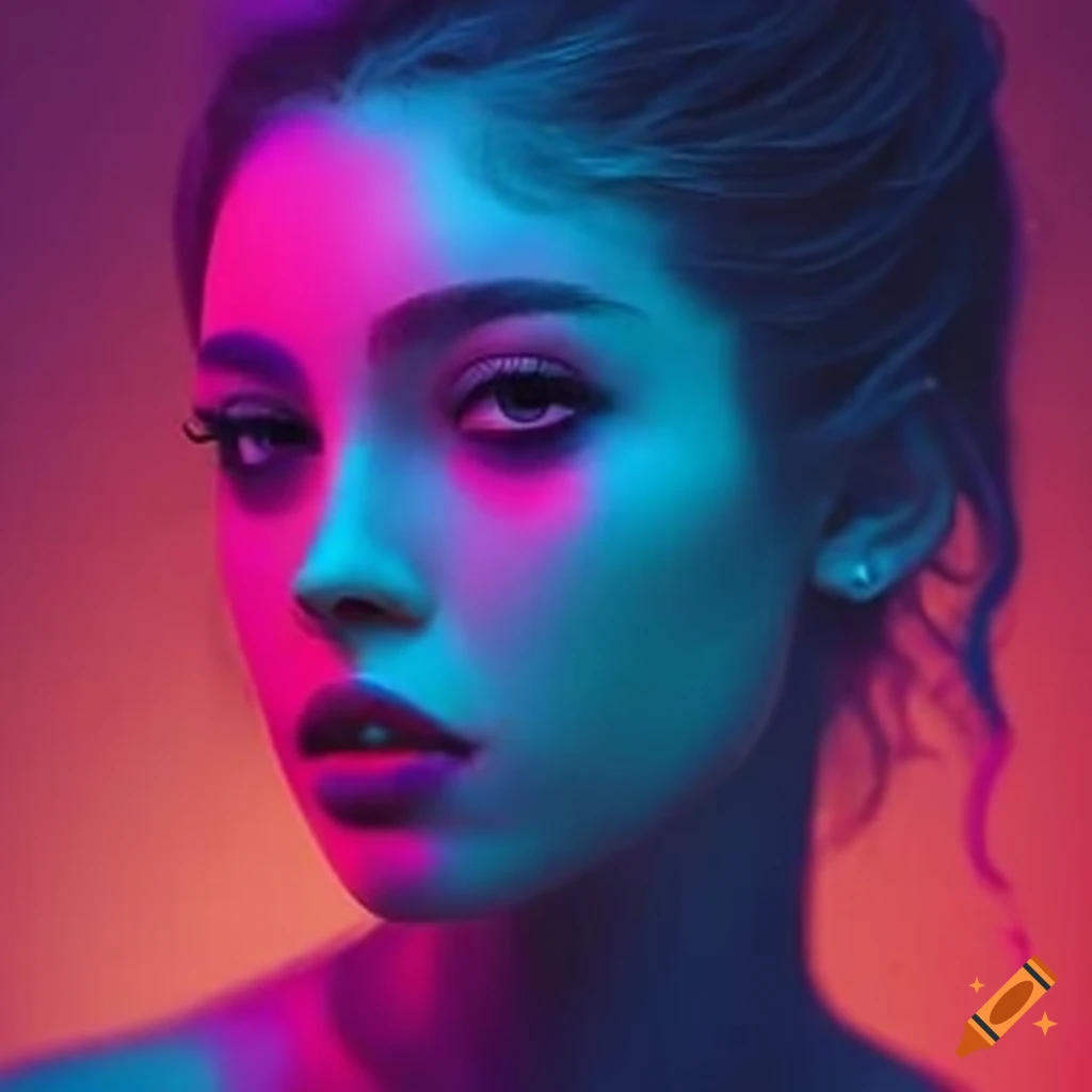 Stunning girl in neon colors on Craiyon