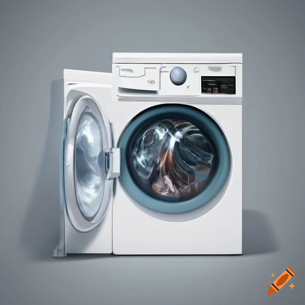 Open white washing machine door on Craiyon