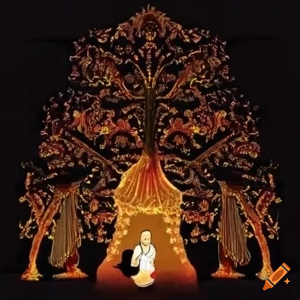 Two punk women in front of a large tree at night, baroque renaissance ...