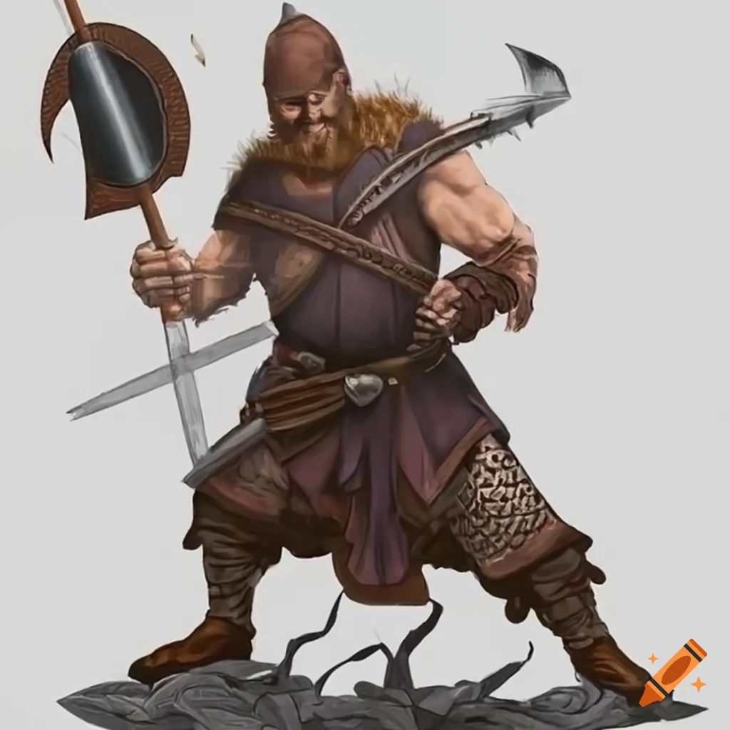 Intimidating Viking warrior with a unique and powerful weapon on Craiyon