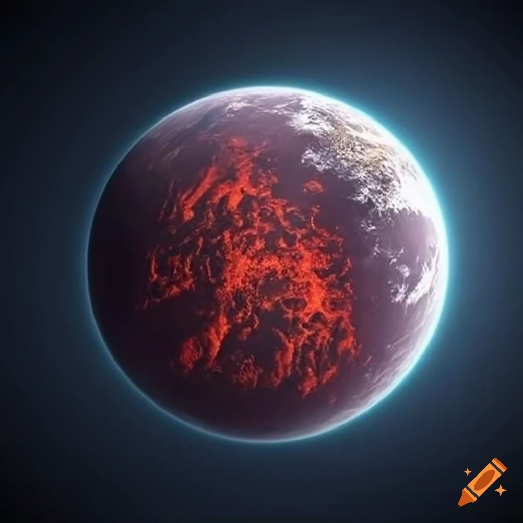 Volcanic planet viewed from space on Craiyon