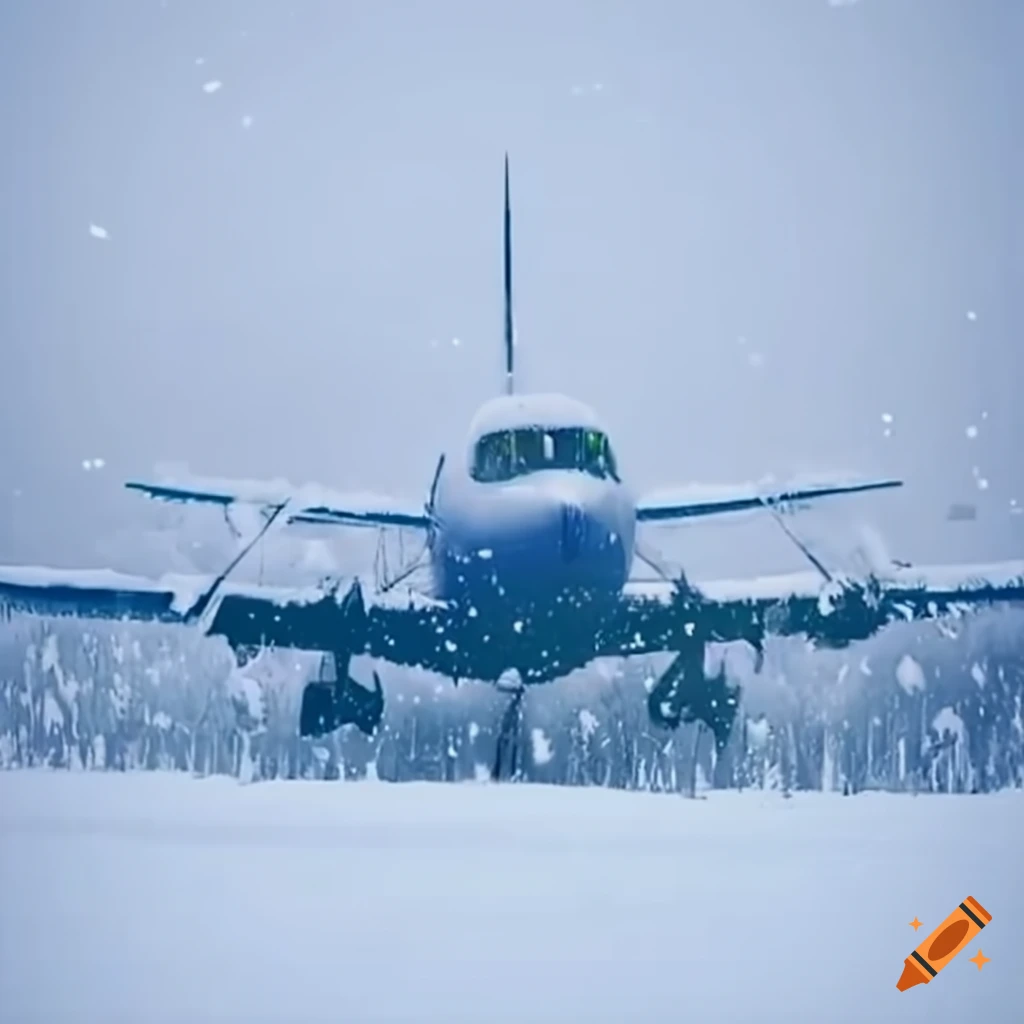 Plane in a deep snow storm on Craiyon