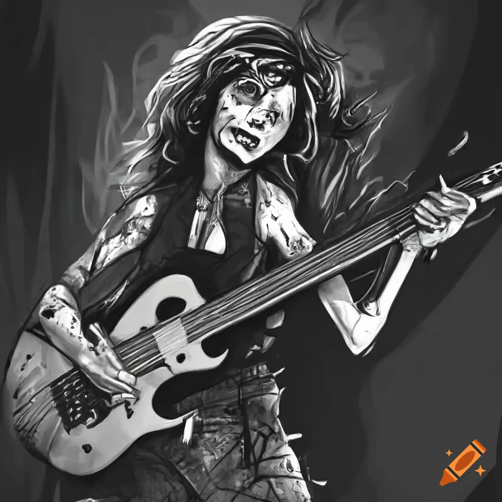 Attractive zombie playing guitar on Craiyon