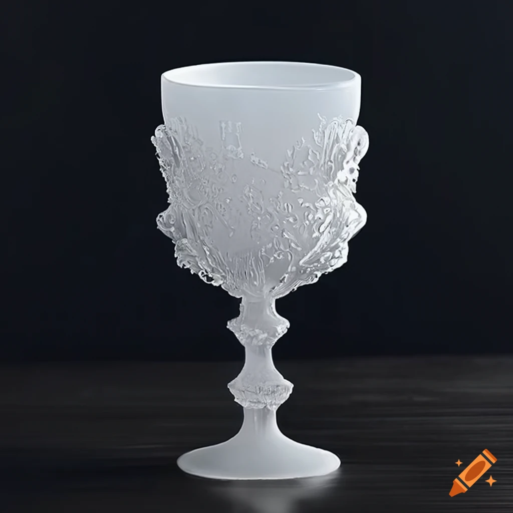 Milky white frosted glass baroque style goblet on Craiyon
