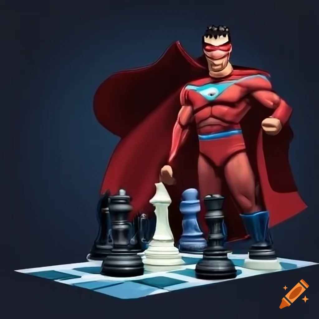 Superhero playing chess on Craiyon