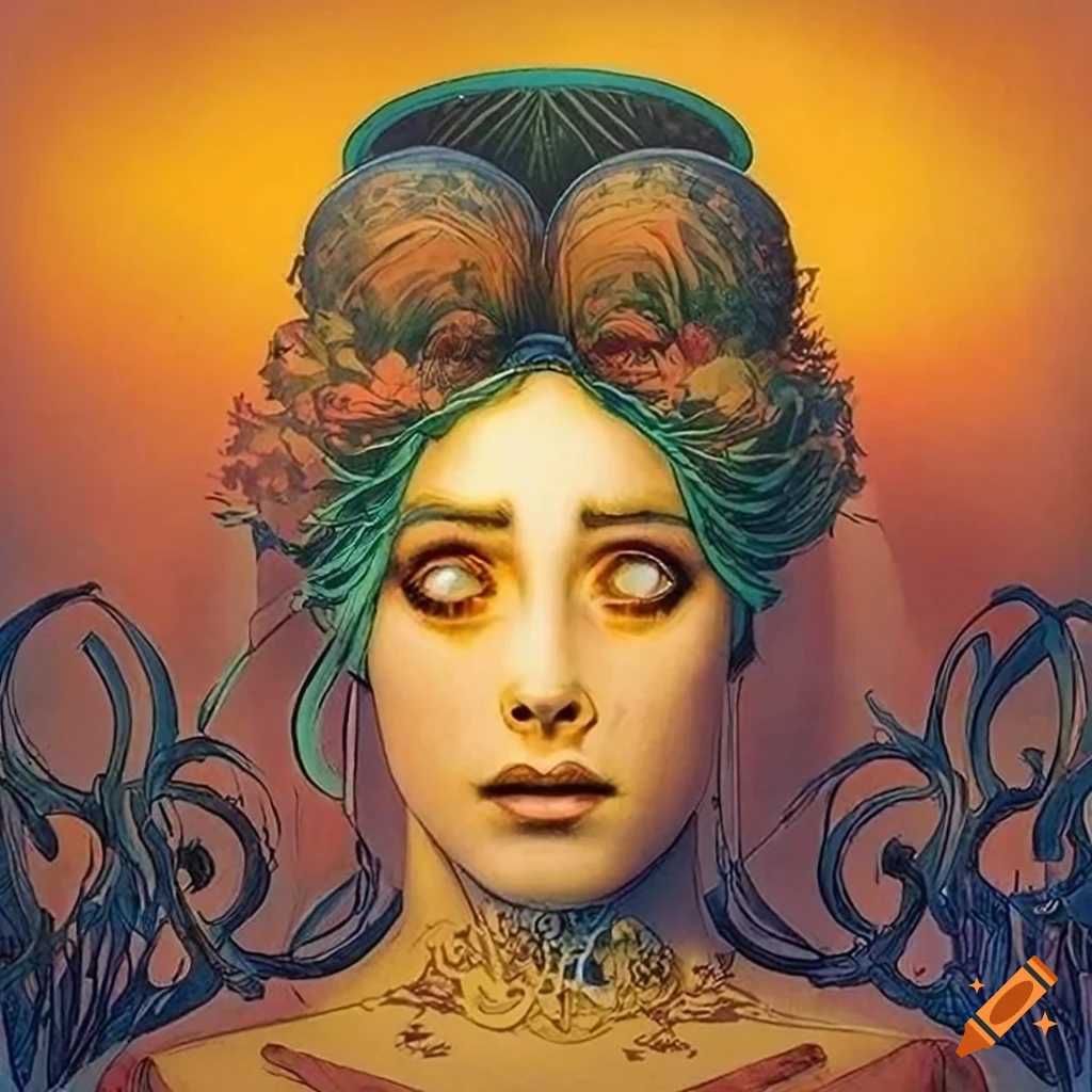 Surreal and detailed artwork inspired by art nouveau and classical ...