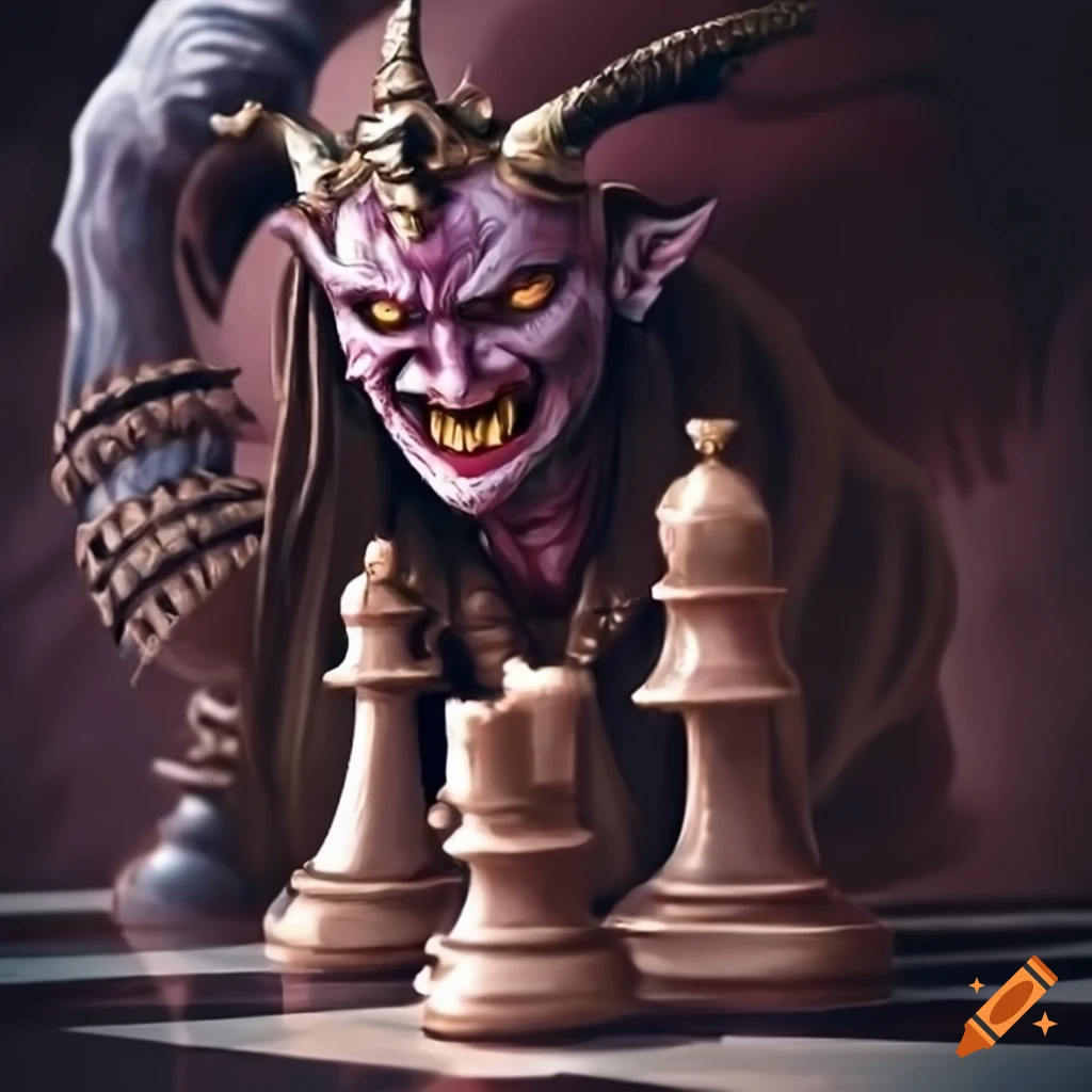 Demon playing chess on Craiyon