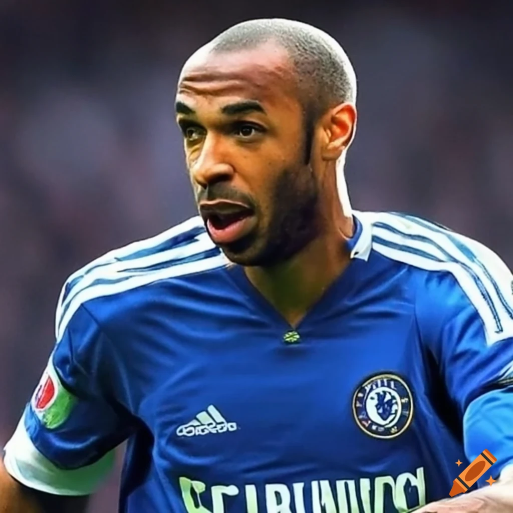 Thierry henry wearing the chelsea jersey on Craiyon