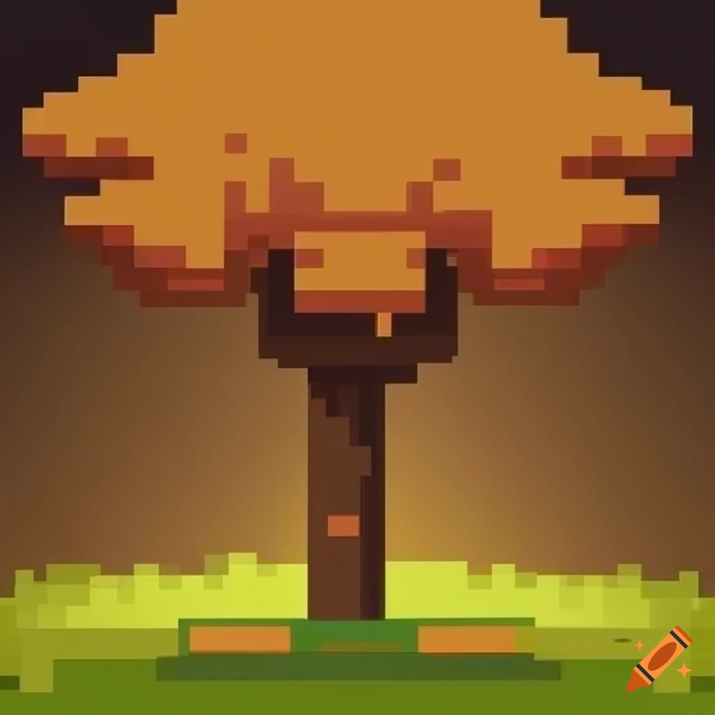 Pixel art of an oak tree on Craiyon