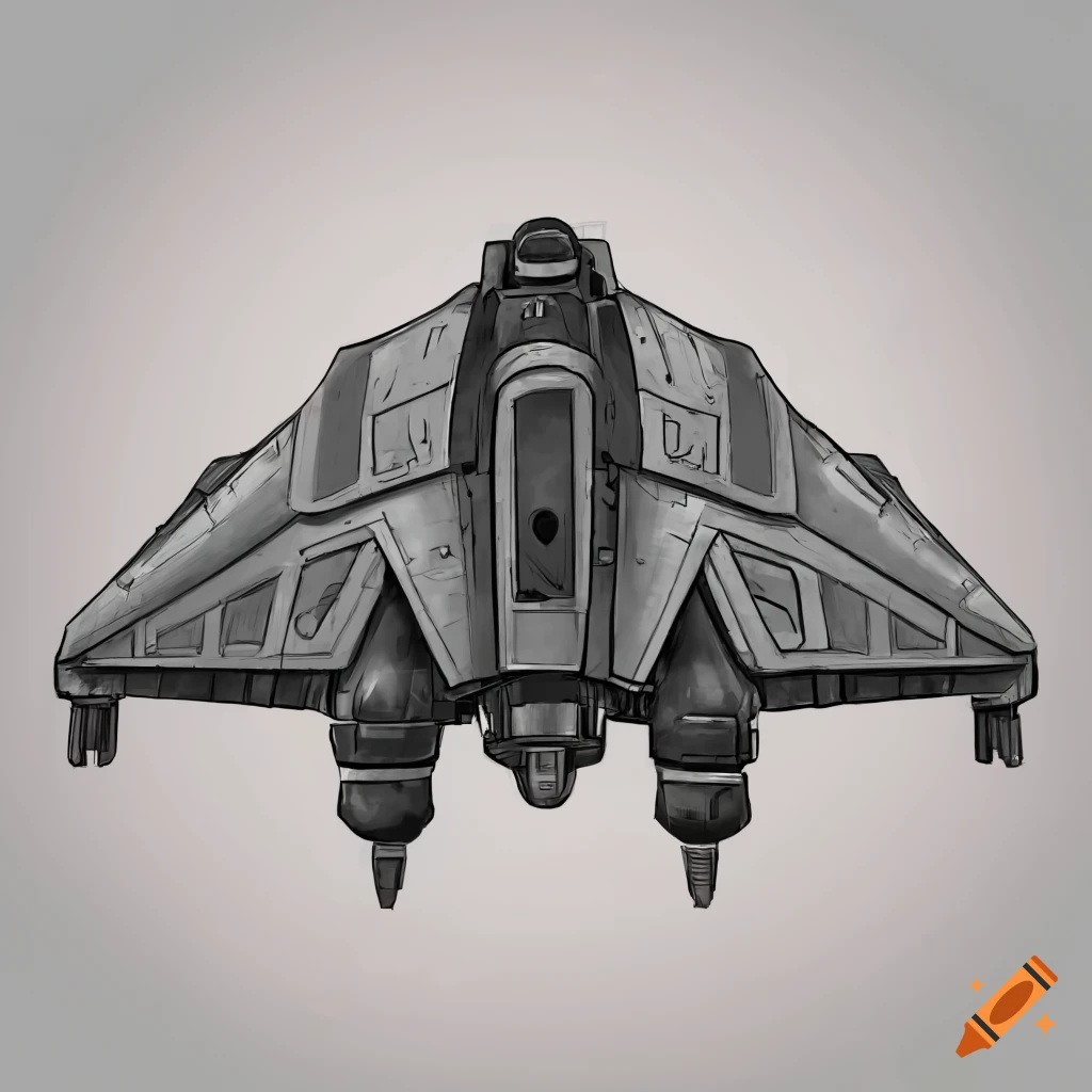 Detailed grey industrial spaceship from a top-down view in a game on ...