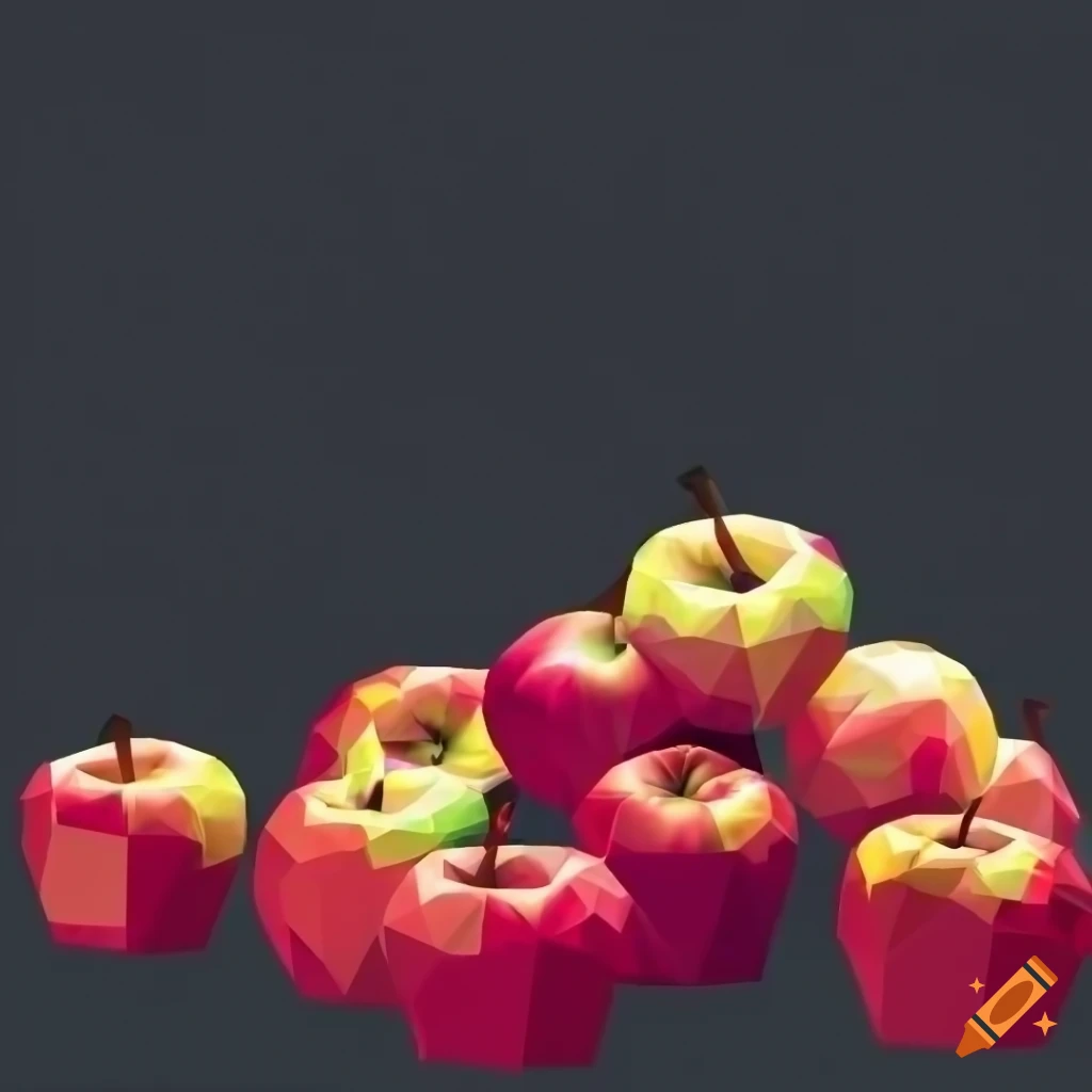 Low poly collage of many apples on Craiyon
