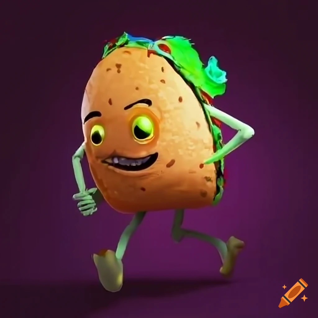 Taco man running with arrows in a humorous artwork on Craiyon