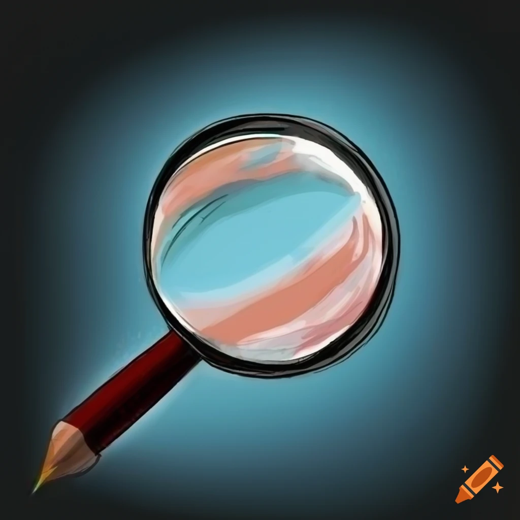 Magnifying glass on white background drawn with crayon on Craiyon