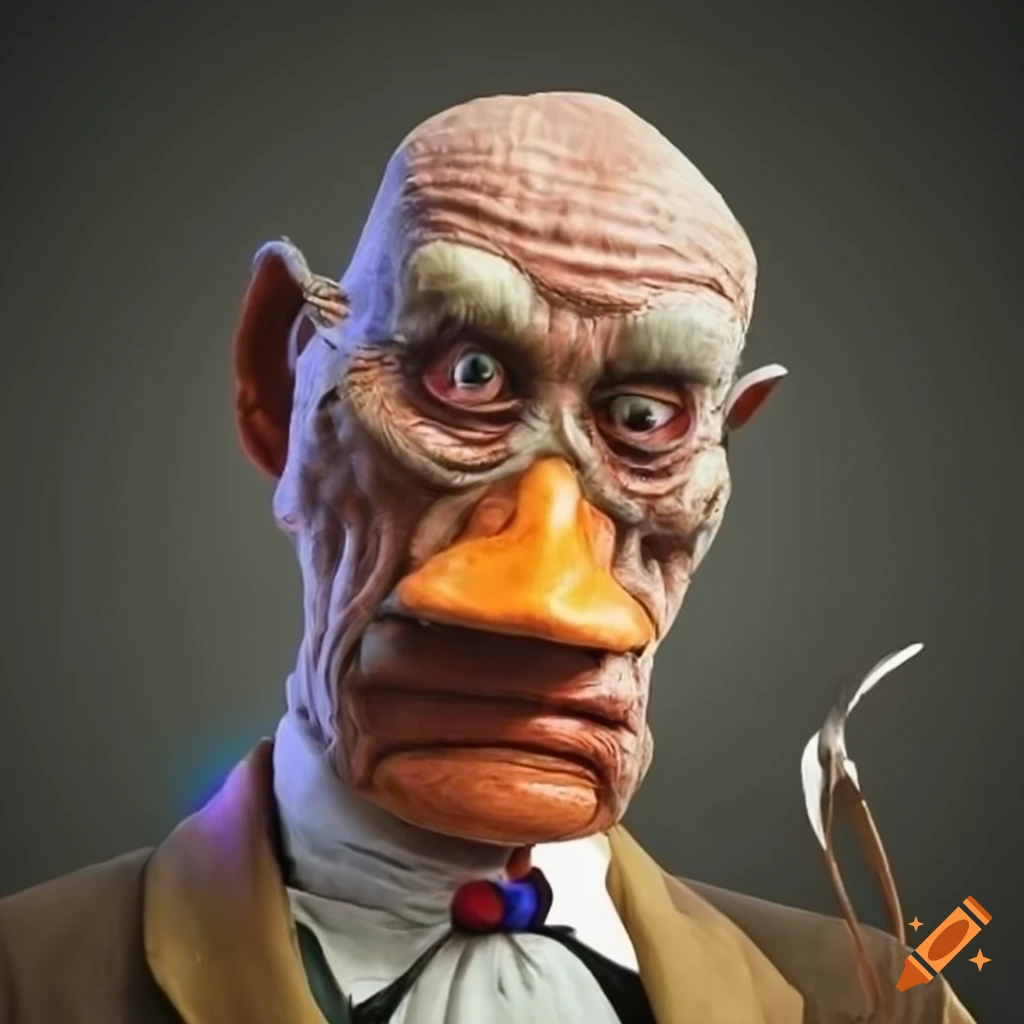 Old goose humanoid in a distinguished costume on Craiyon