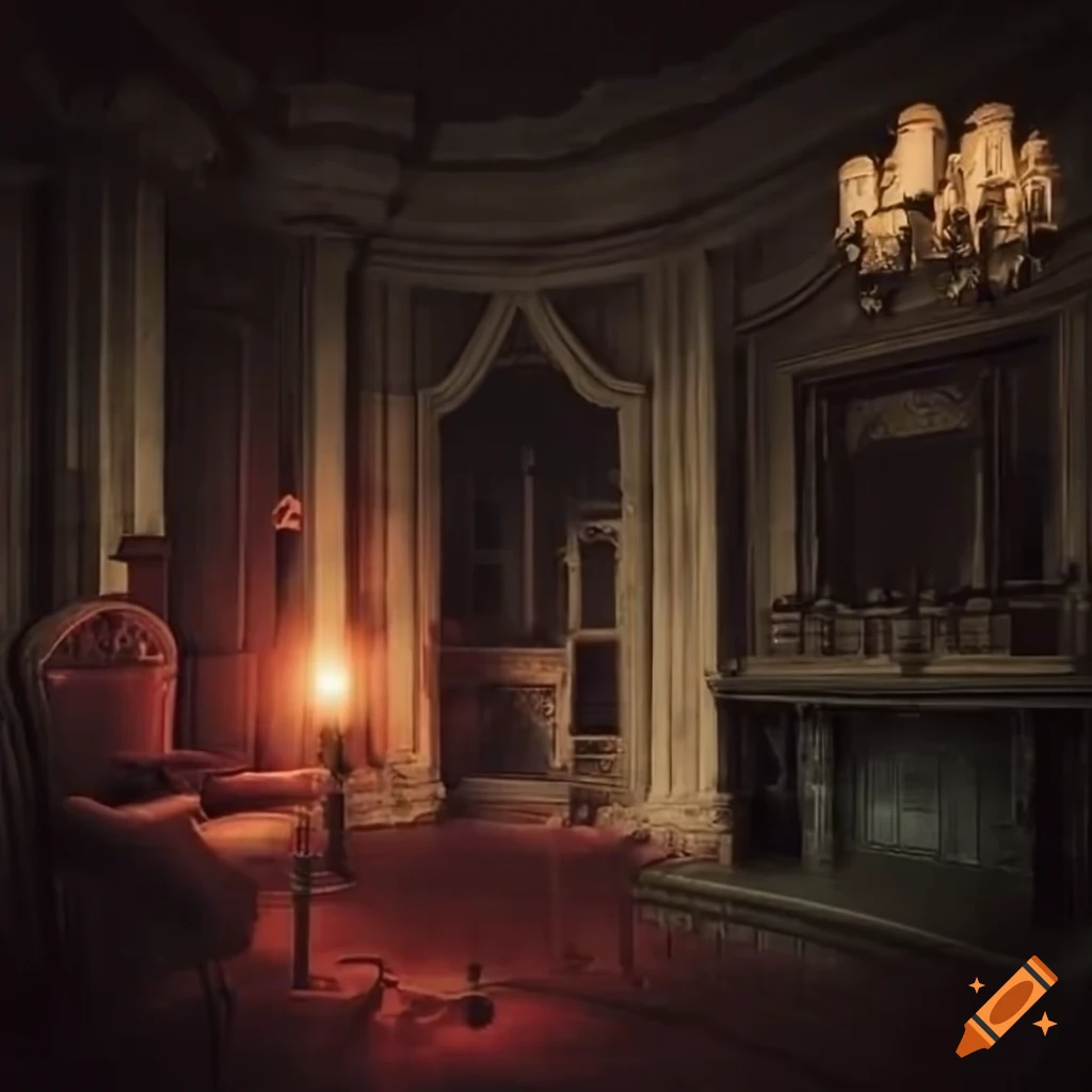 Interior of a Victorian manor at night on Craiyon
