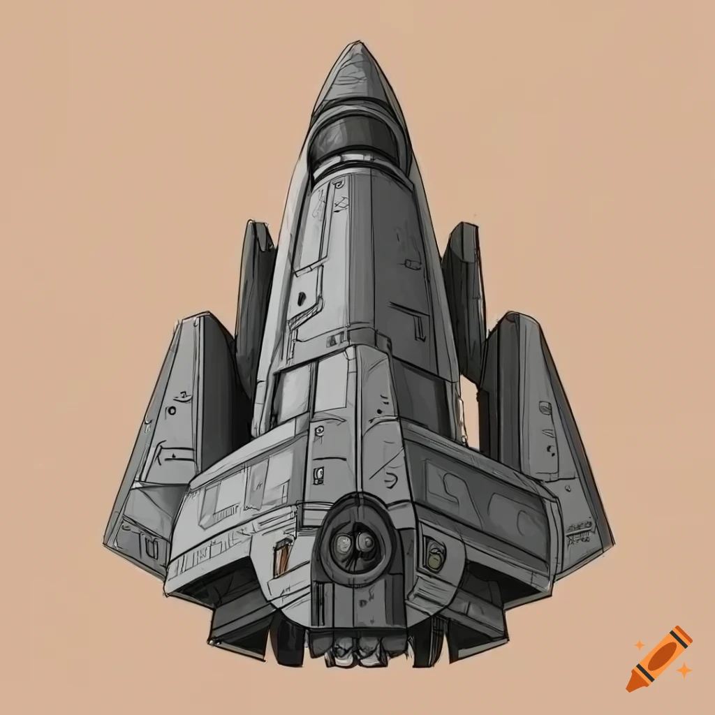 Detailed grey industrial spaceship from a top-down game on Craiyon
