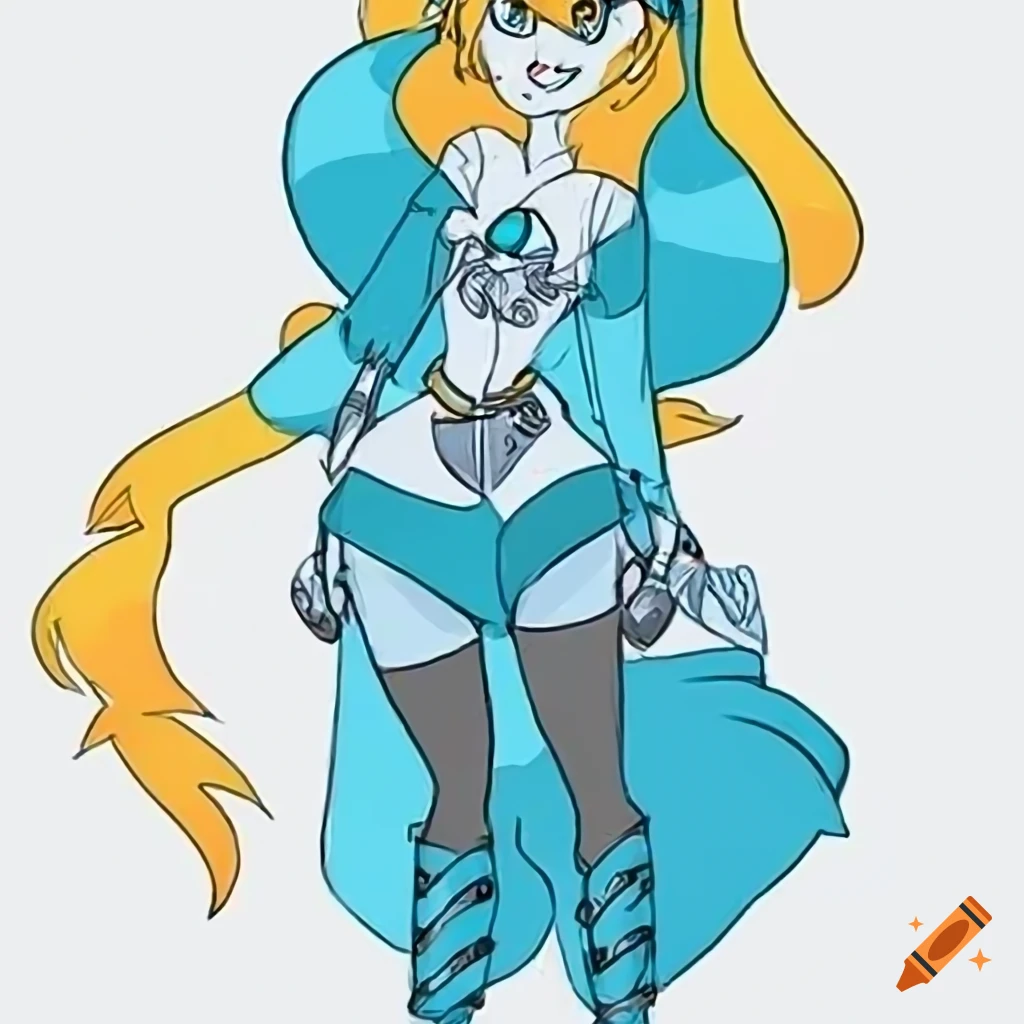 Simplified line art sketch of a female character on Craiyon
