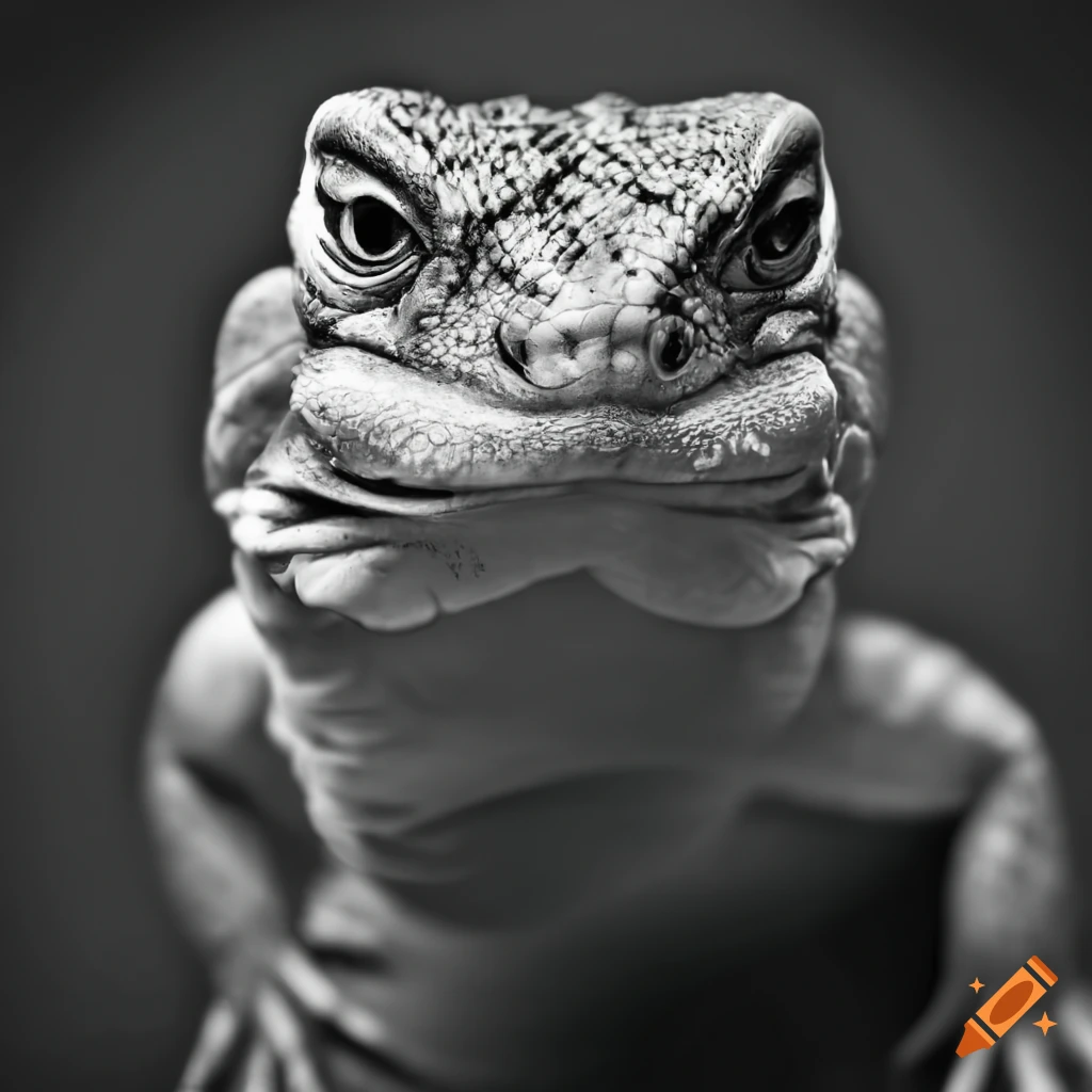 Greyscale detailed lizard head on Craiyon