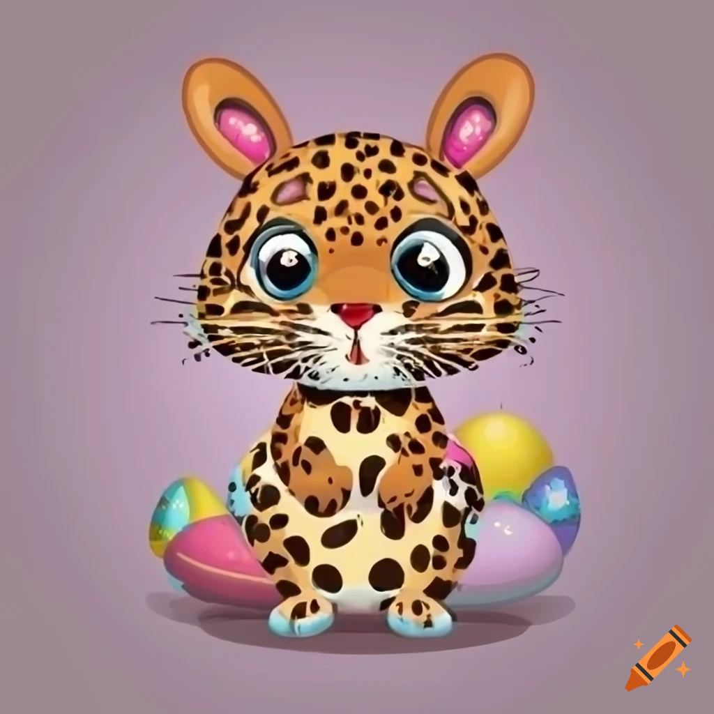 Cute leopard with easter bunny on Craiyon
