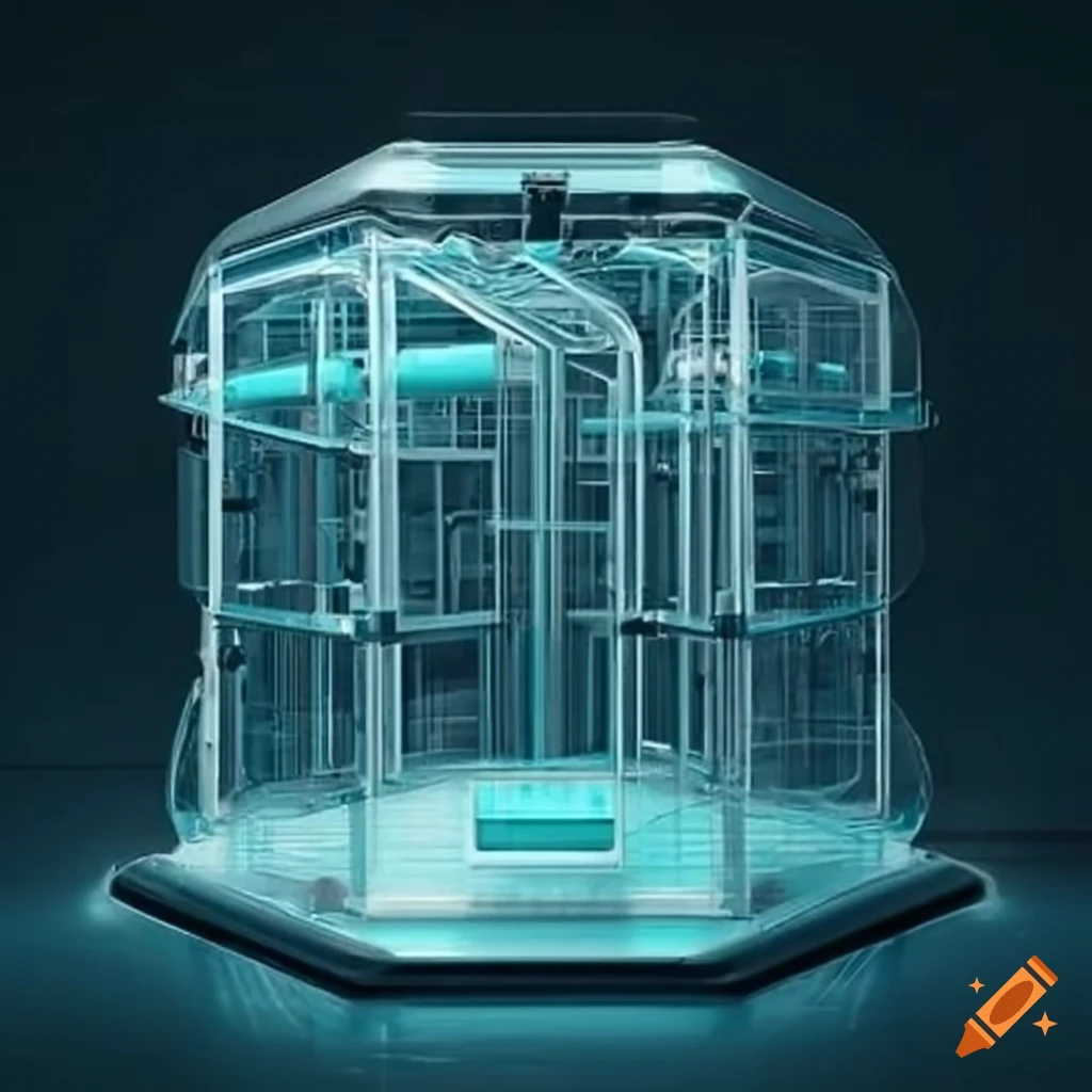 Empty futuristic laboratory cages on Craiyon