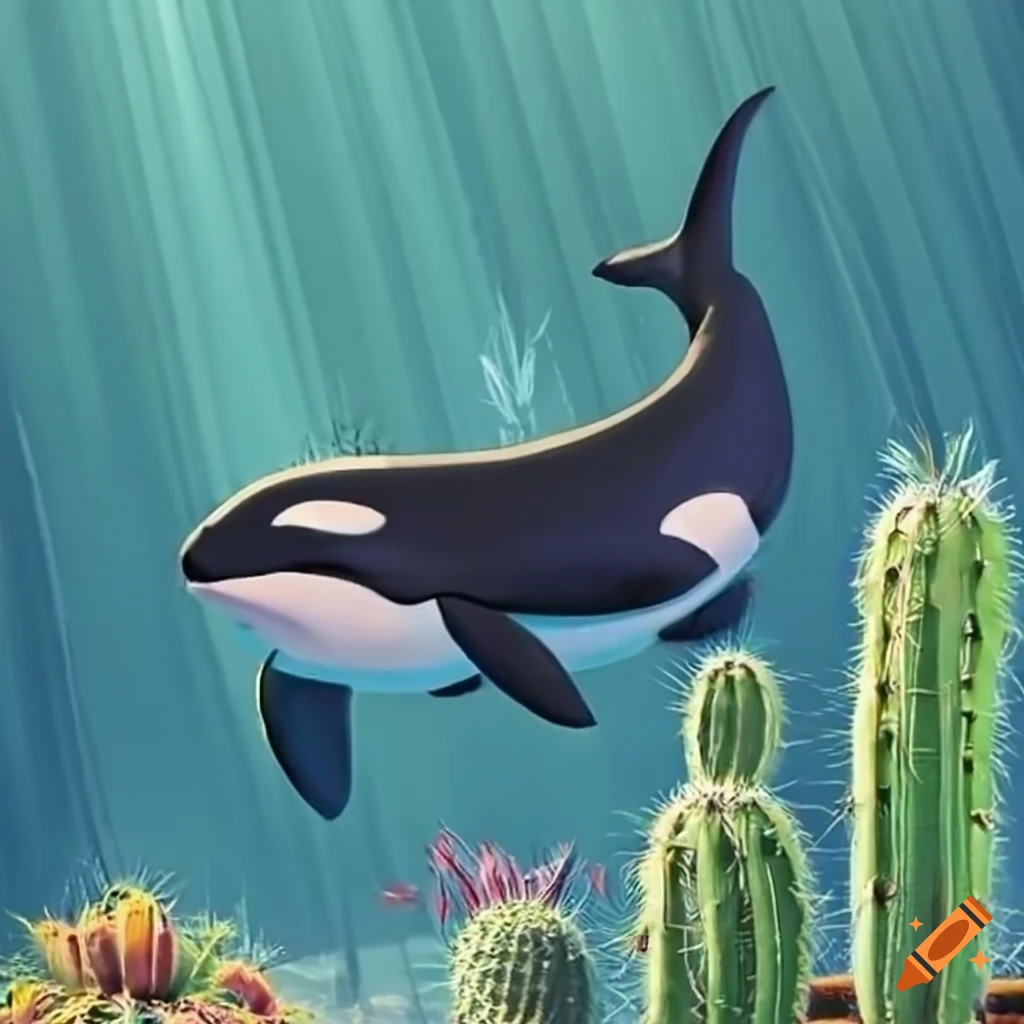 Cactus riding an orca on Craiyon