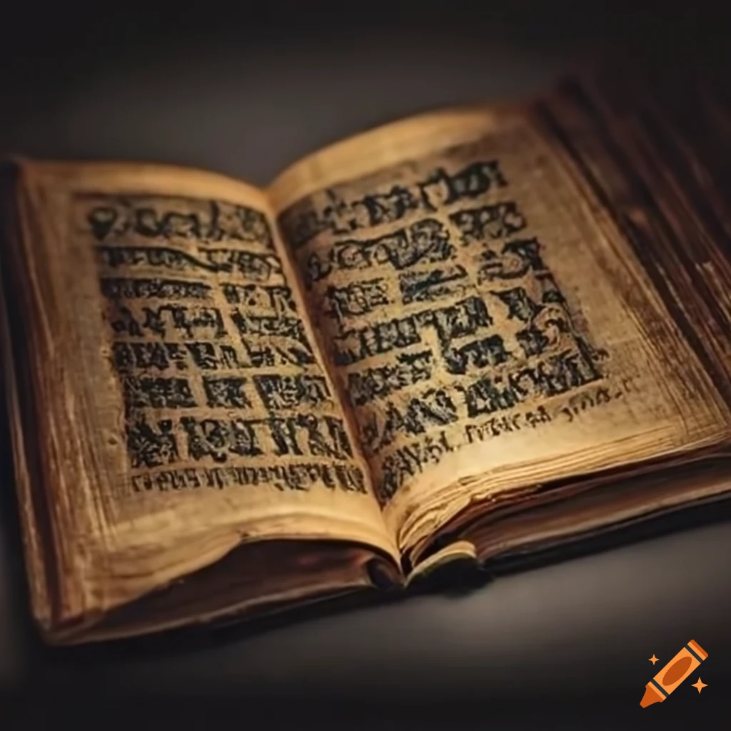 Ancient book with mysterious language on Craiyon