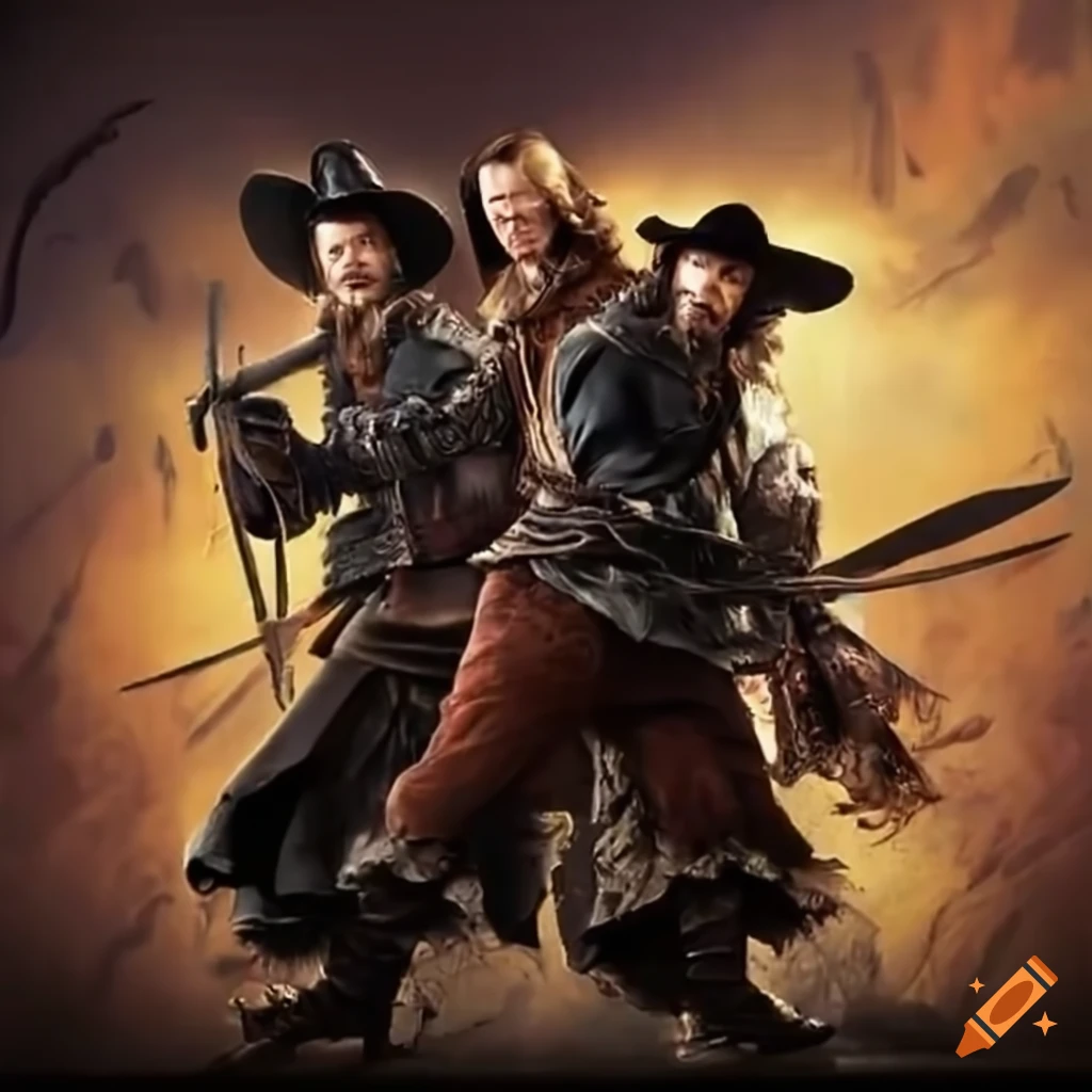 Illustration of the three musketeers in action on Craiyon