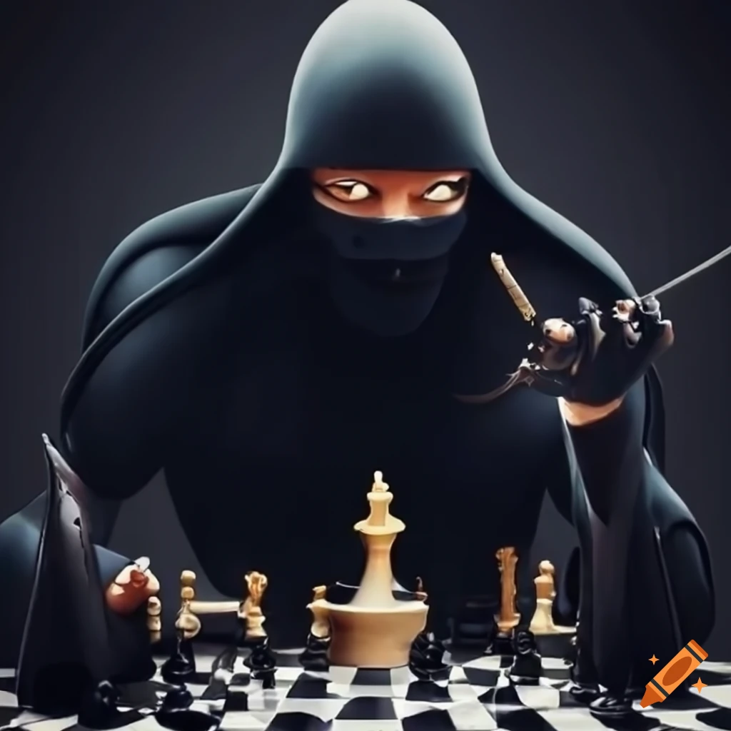 Ninja playing chess on Craiyon