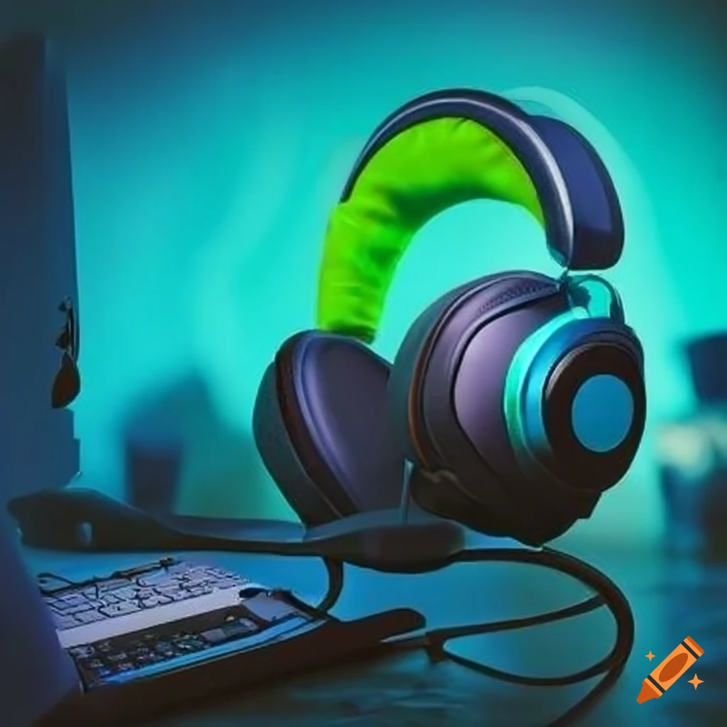 Green and electric-fuzzy character gaming on a blue PC in a cozy room ...