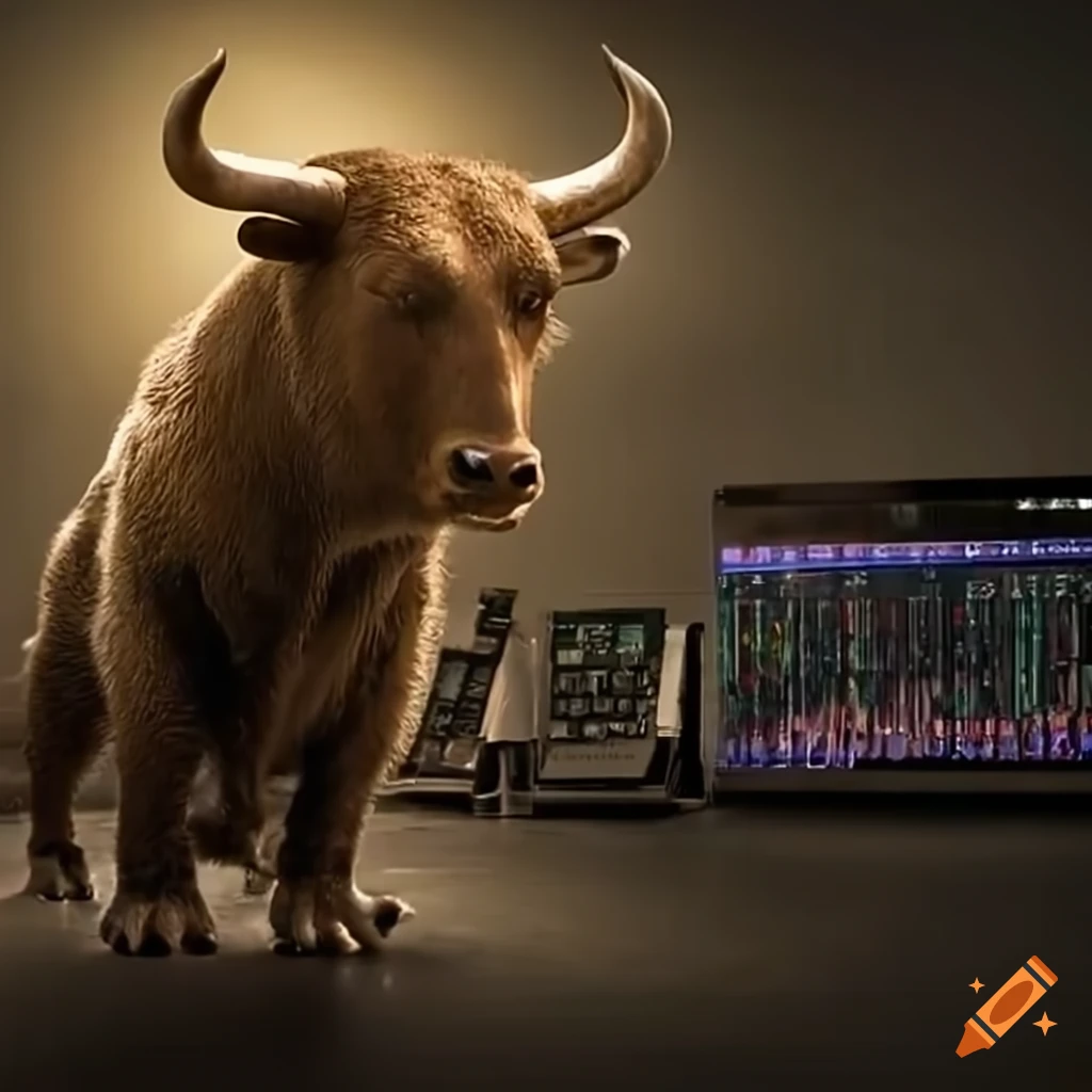 Bull and bear figures representing forex trading on Craiyon