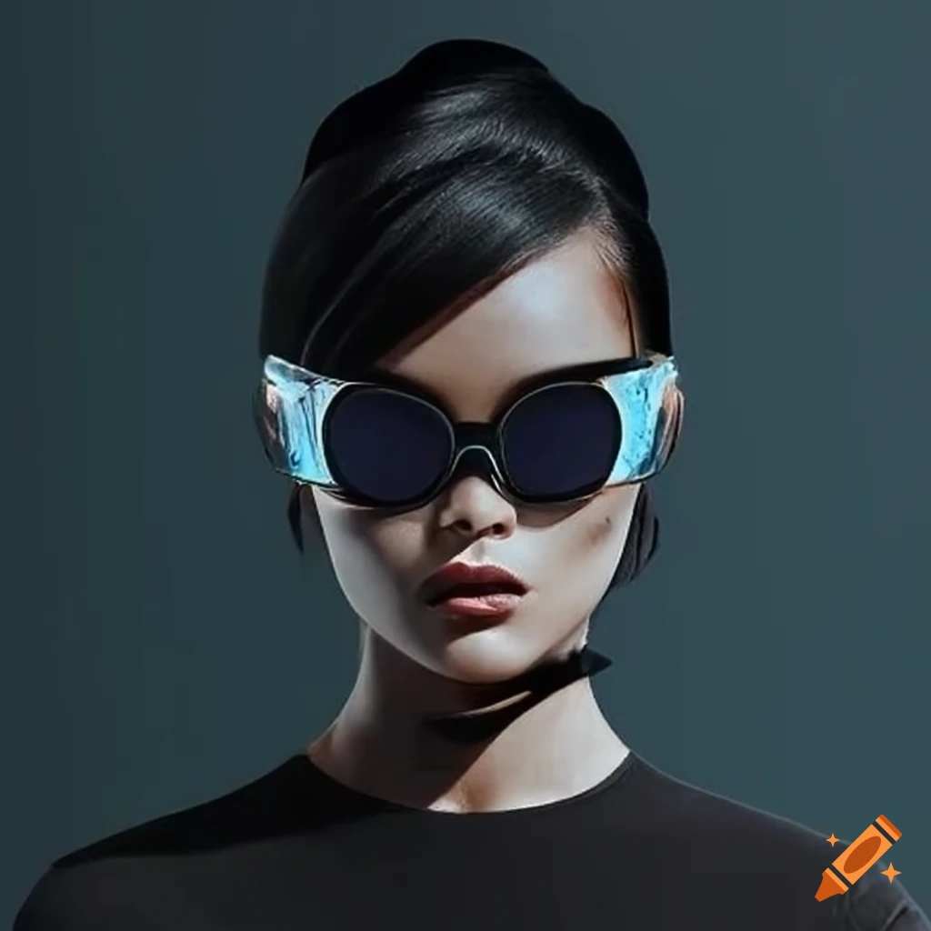 Futuristic black sunglasses with tech elements on Craiyon