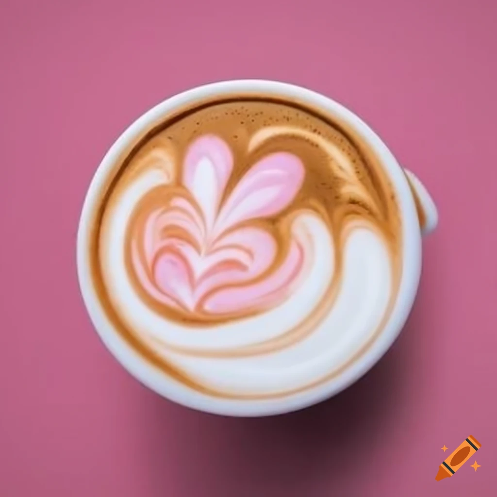 Latte art of a pink bunny design on Craiyon