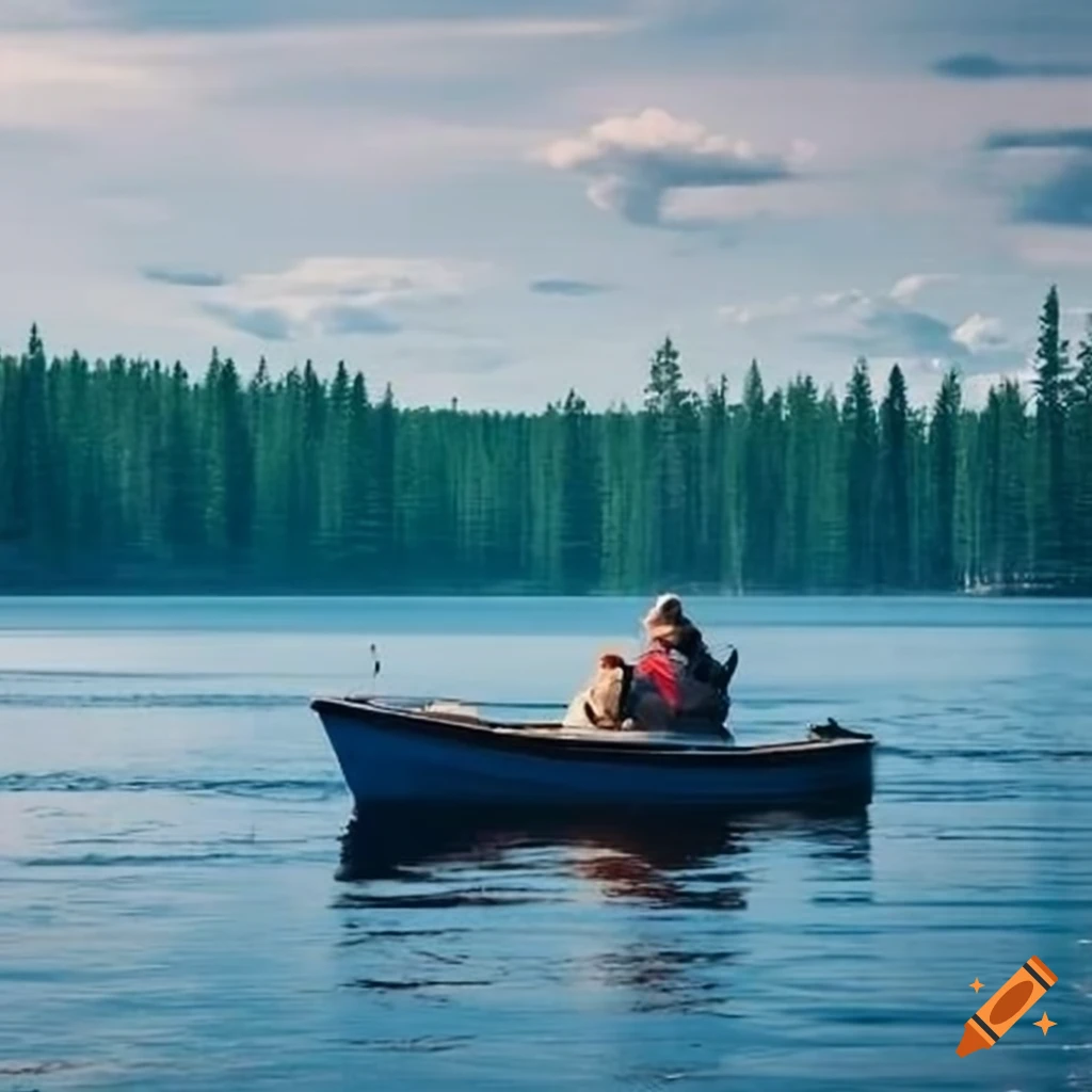 Norppa driving a boat on lake saimaa on Craiyon
