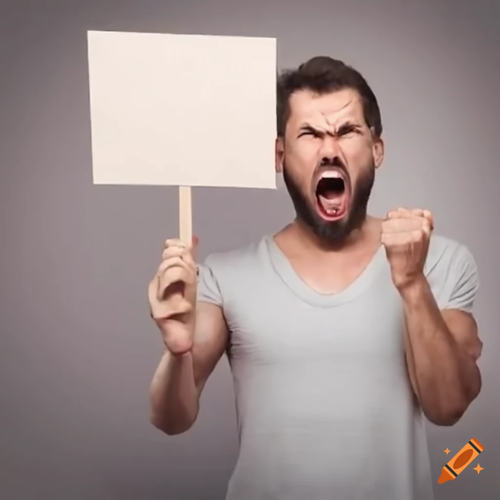 Man holding protest sign on Craiyon