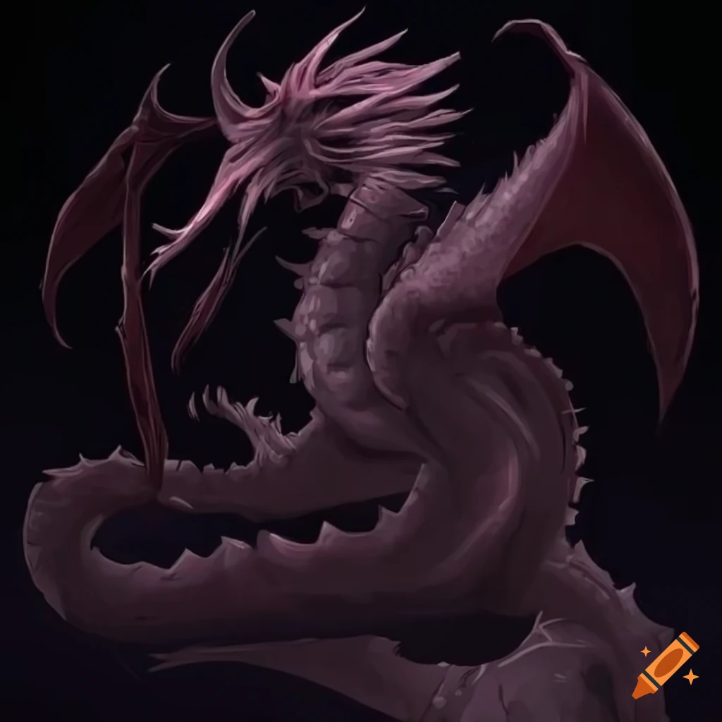 Chaotic lovecraftian dragon-worm hybrid with black eyes and tentacles ...