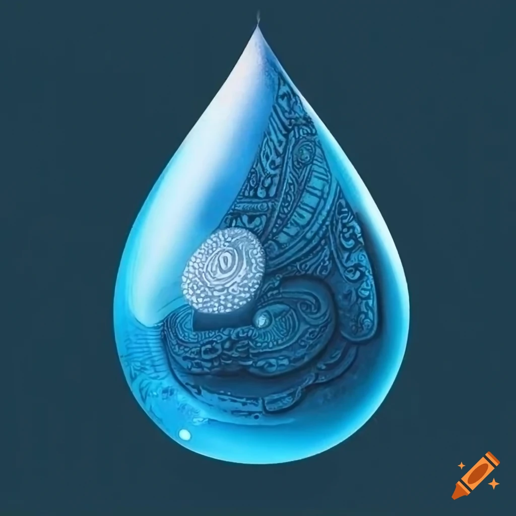 Water drop with Aztec drawing on Craiyon