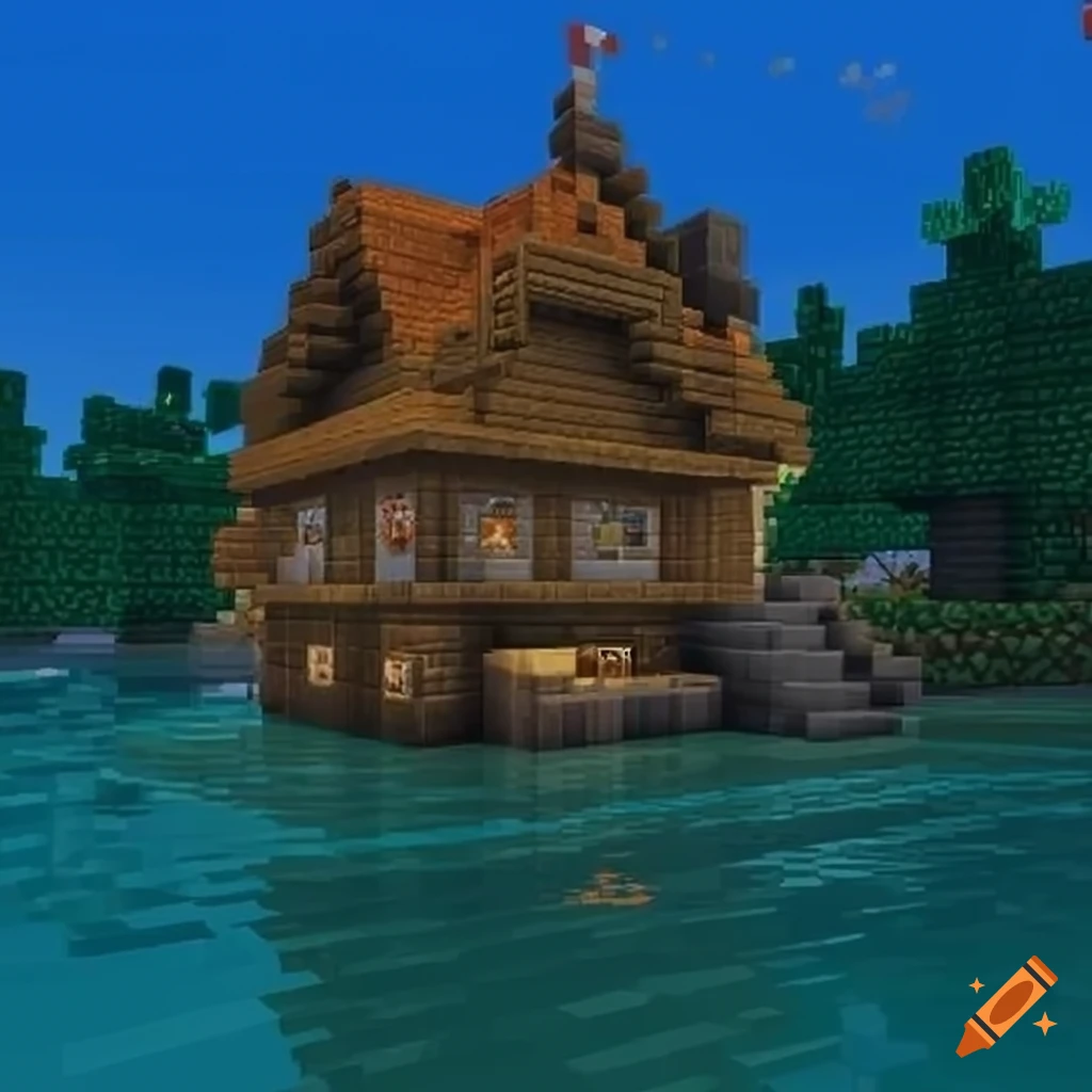 Fisherman's house in minecraft on Craiyon