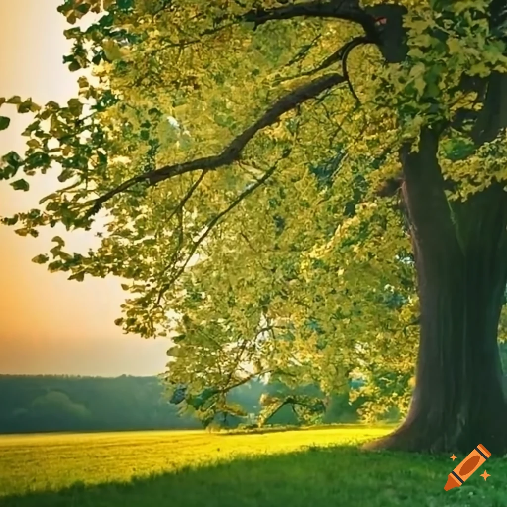 Breathtaking linden tree canopy in full bloom on Craiyon