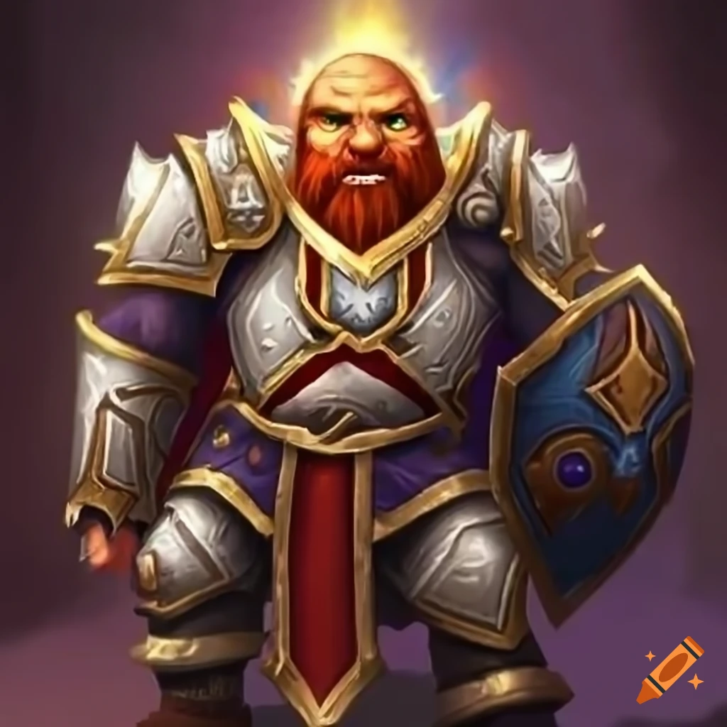 Holy paladin wearing a shield in world of warcraft on Craiyon