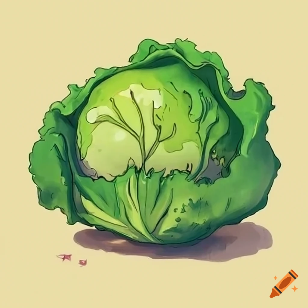Studio ghibli-inspired lettuce drawing on Craiyon