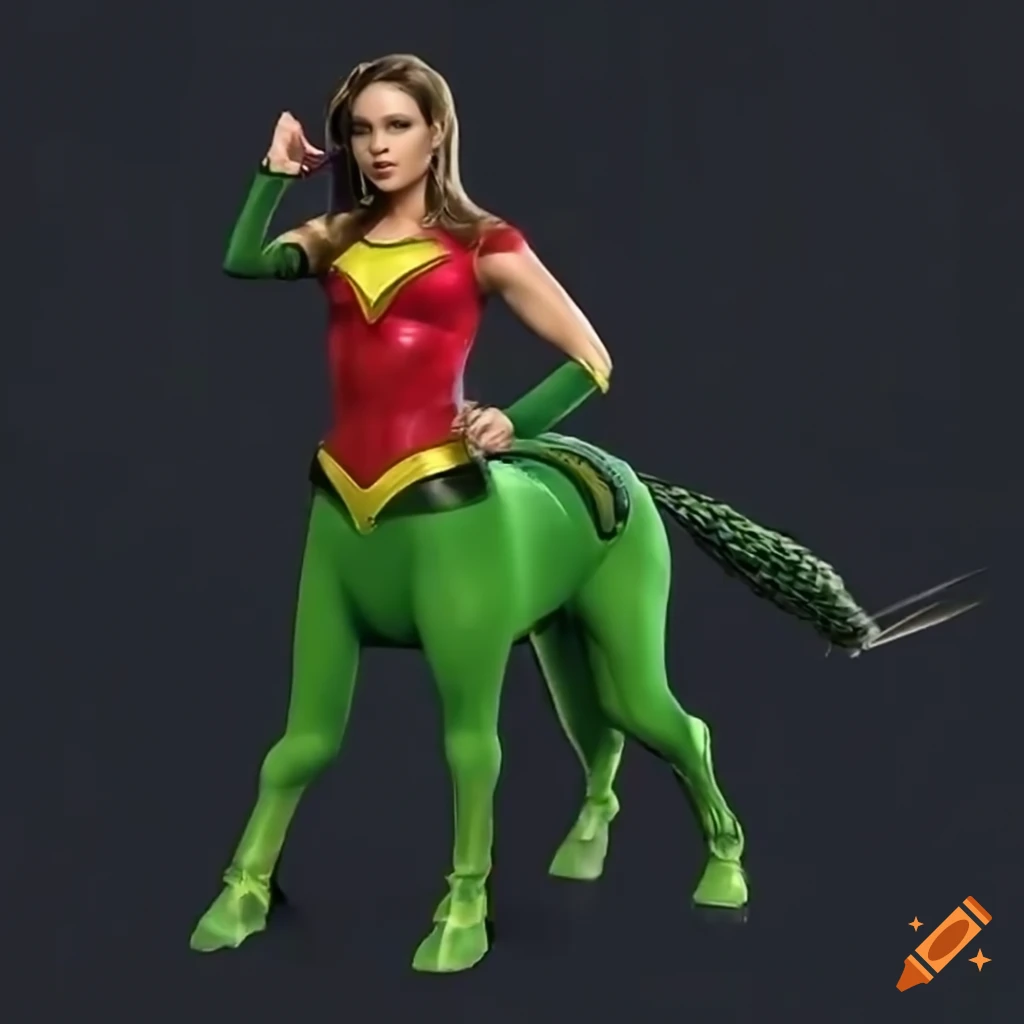Natalie Portman as a green Centaur superhero with photorealistic ...